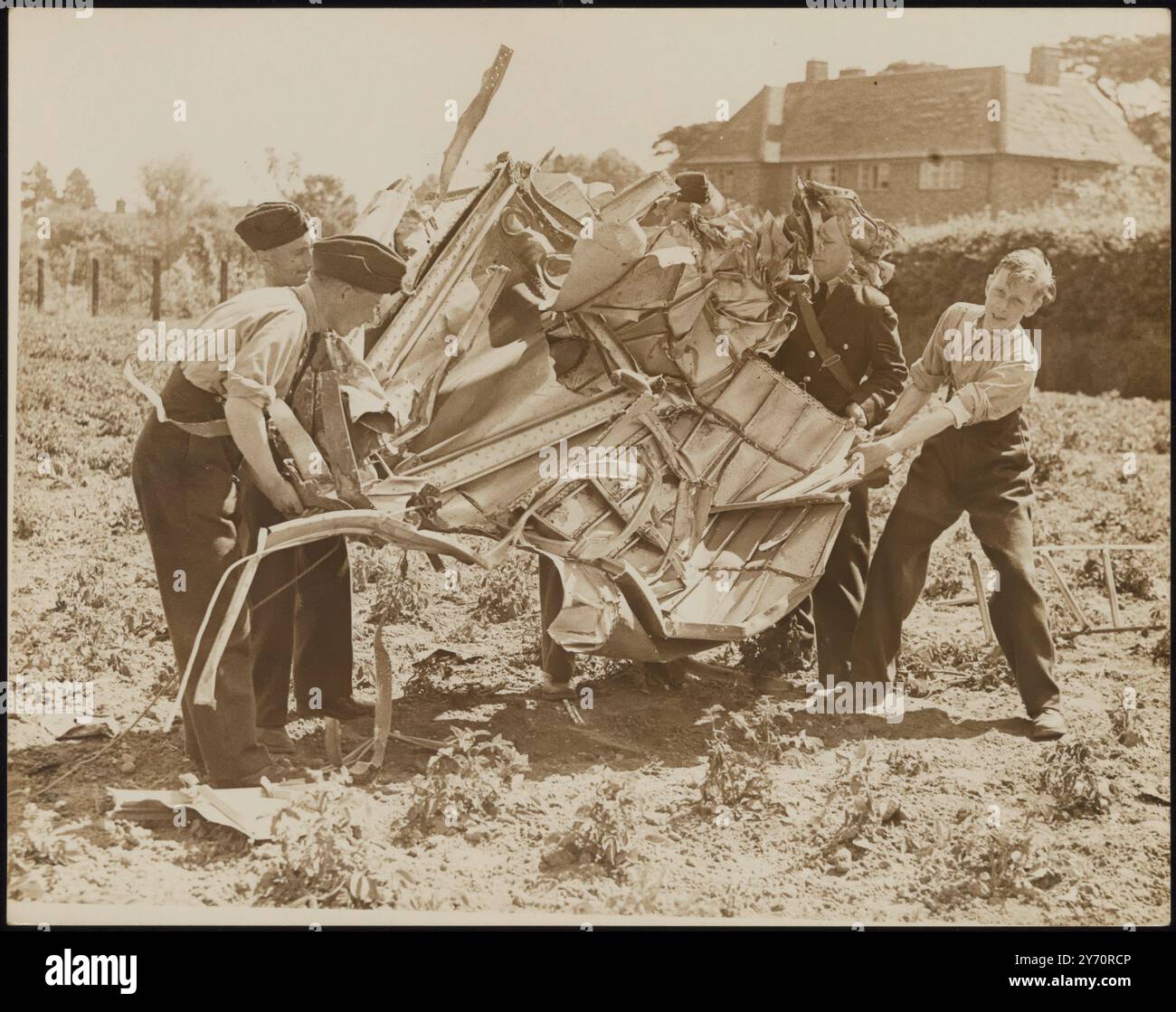 GERMAN BOMBER CRASHES IN SUFFOLK AFTER BATTLE WITH FIGHTERS.A German ...