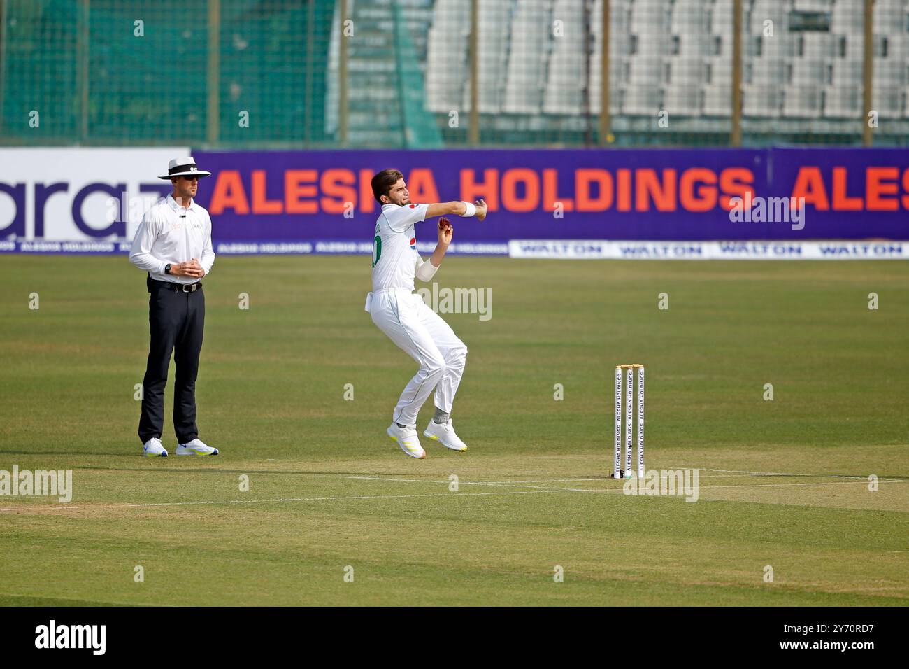 Pakistani pacer Shaheen Afridi bowl during Bangladesh and Pakistan ...