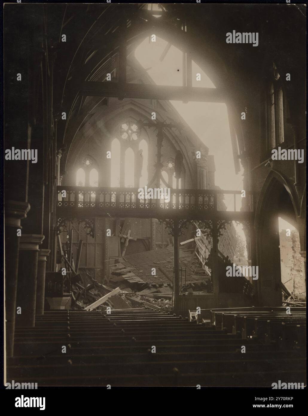 CHURCH WAS NAZI RAIDERS MILITARY OBJECTIVE IN LONDON AREA.PHOTO SHOWS ...