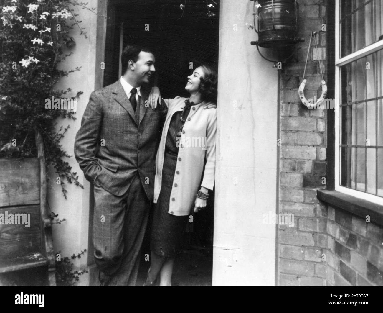 Leslie Caron with husband Peter Hall outside their home, Old Well House ...