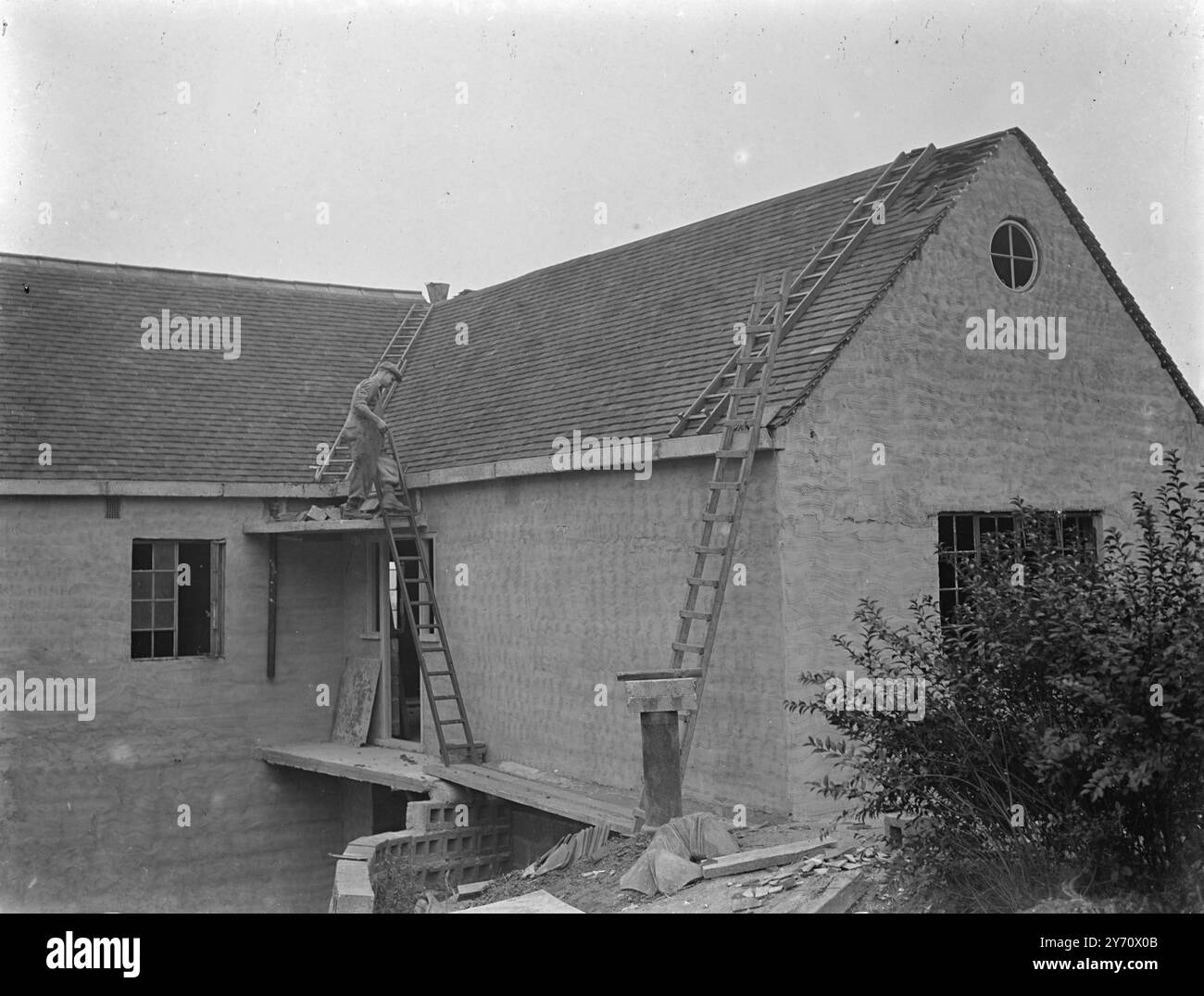 Building Houses from air raid shelters . 1 January 1946 Stock Photo - Alamy