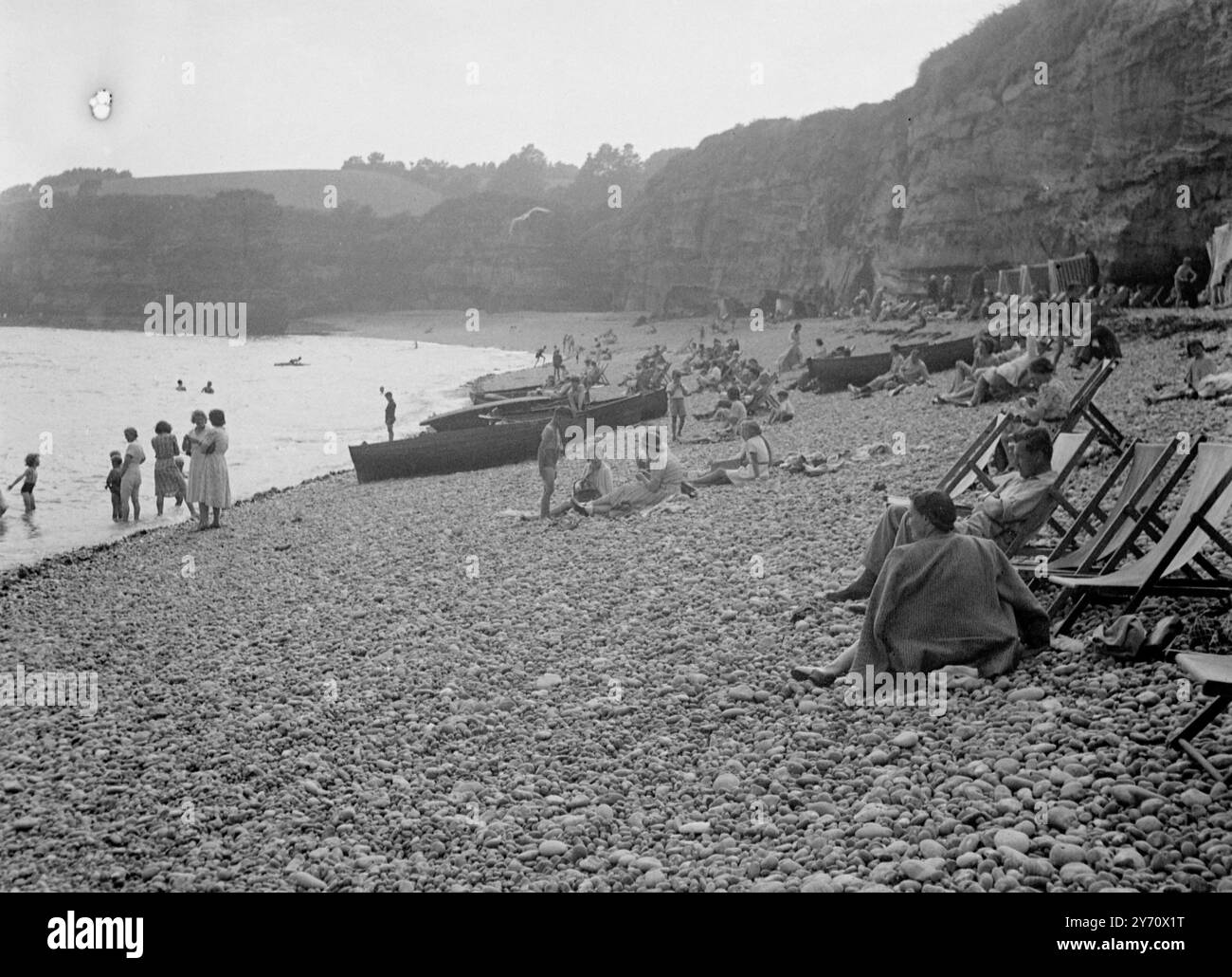 Seaside deckchairs Black and White Stock Photos & Images - Alamy