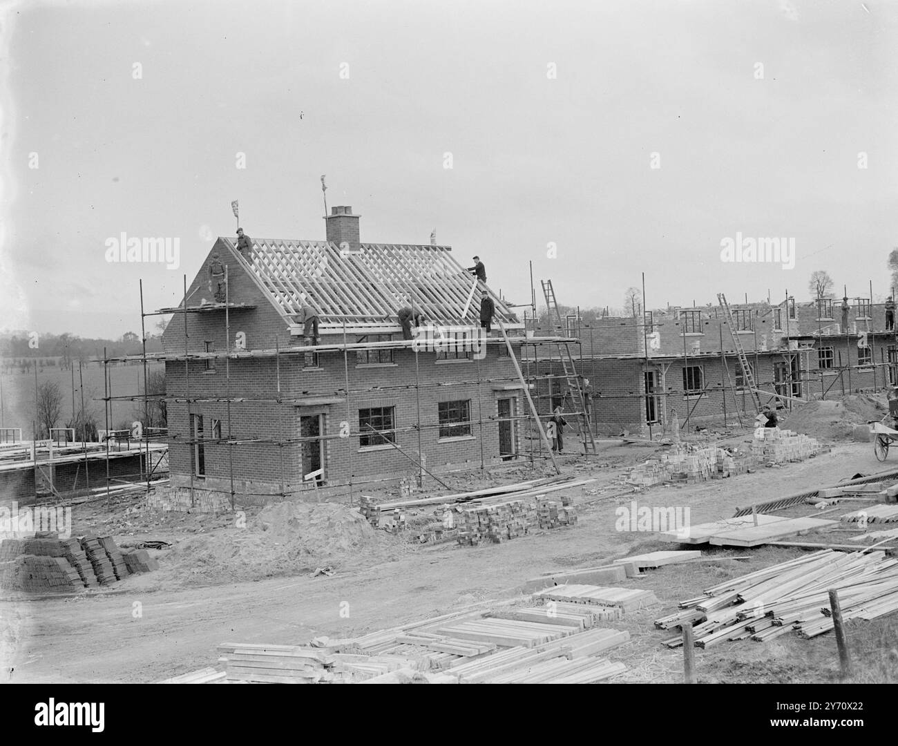 Building Houses 1945 Stock Photo - Alamy