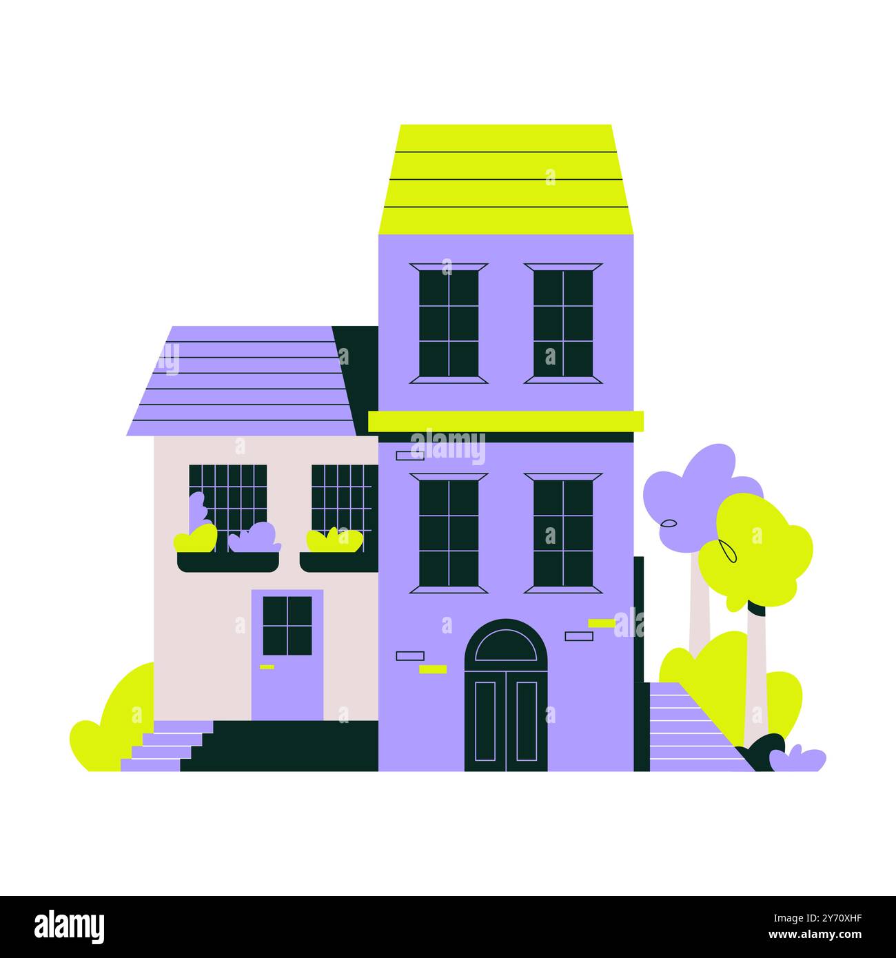 Residential buildings in flat vector illustration, representing modern ...