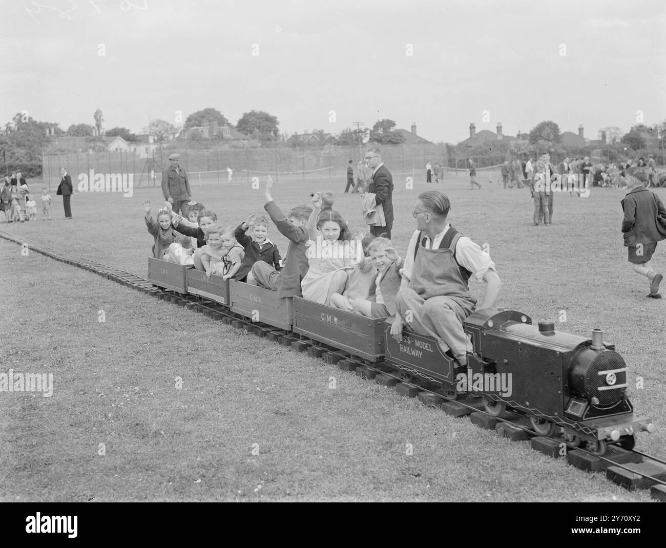 girls on model railway . 12 May 1947 Stock Photo - Alamy