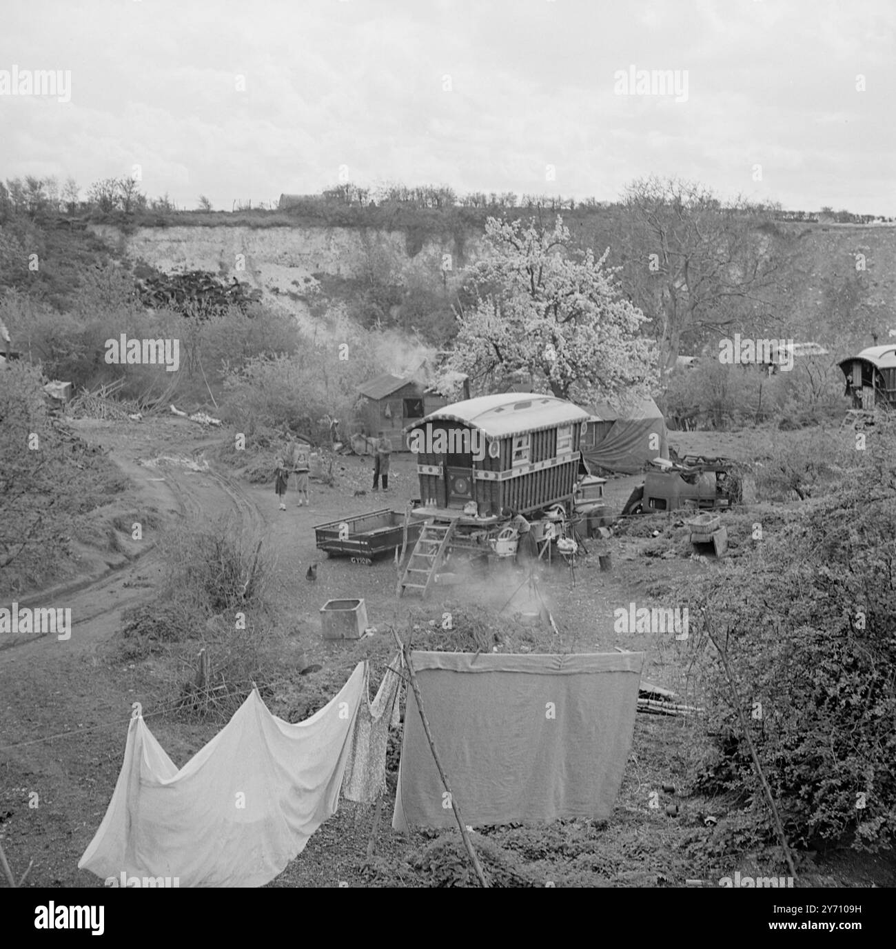 Caravan and Blossom . A traditional Reading wagon in the middle of a ...