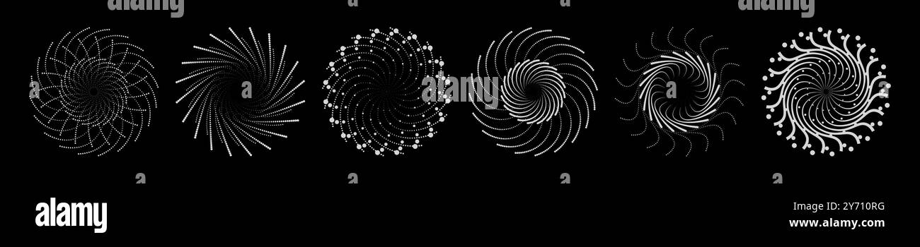 A series of six different types of swirls. Vector illustration Stock ...