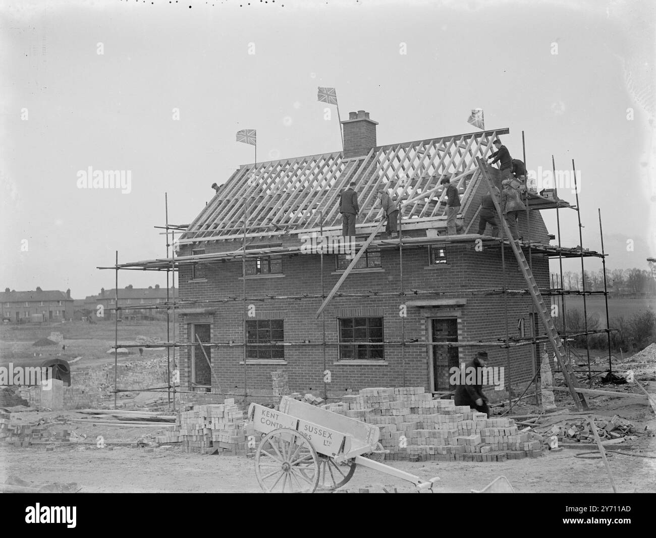 Building Houses 1945 Stock Photo - Alamy