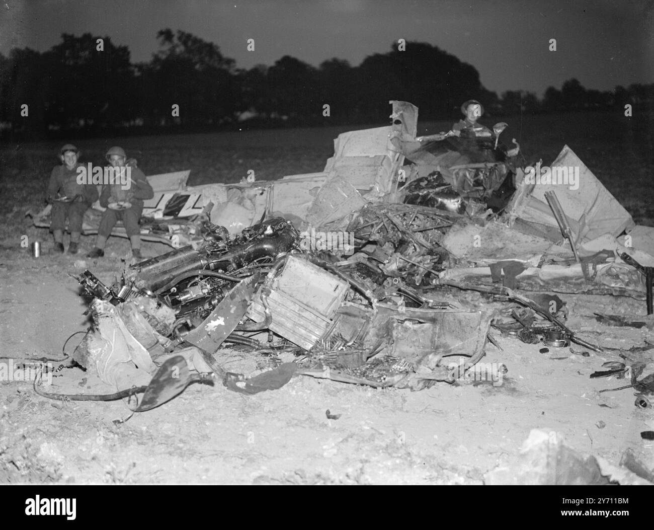 Wreckage of a German Aircraft that crashed near Tatsfield, after being ...