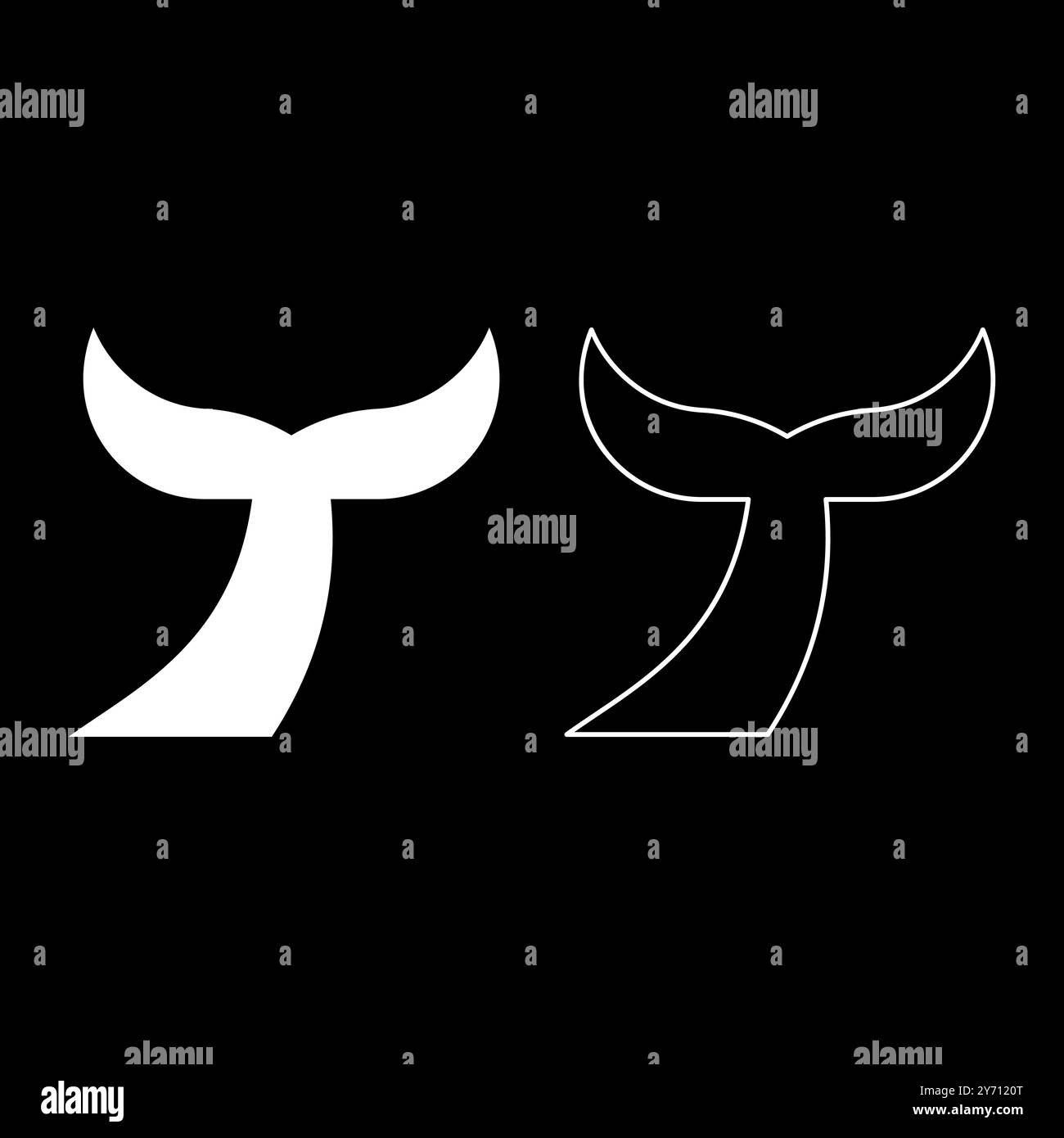 Tail of the fish set icon white color vector illustration image simple ...