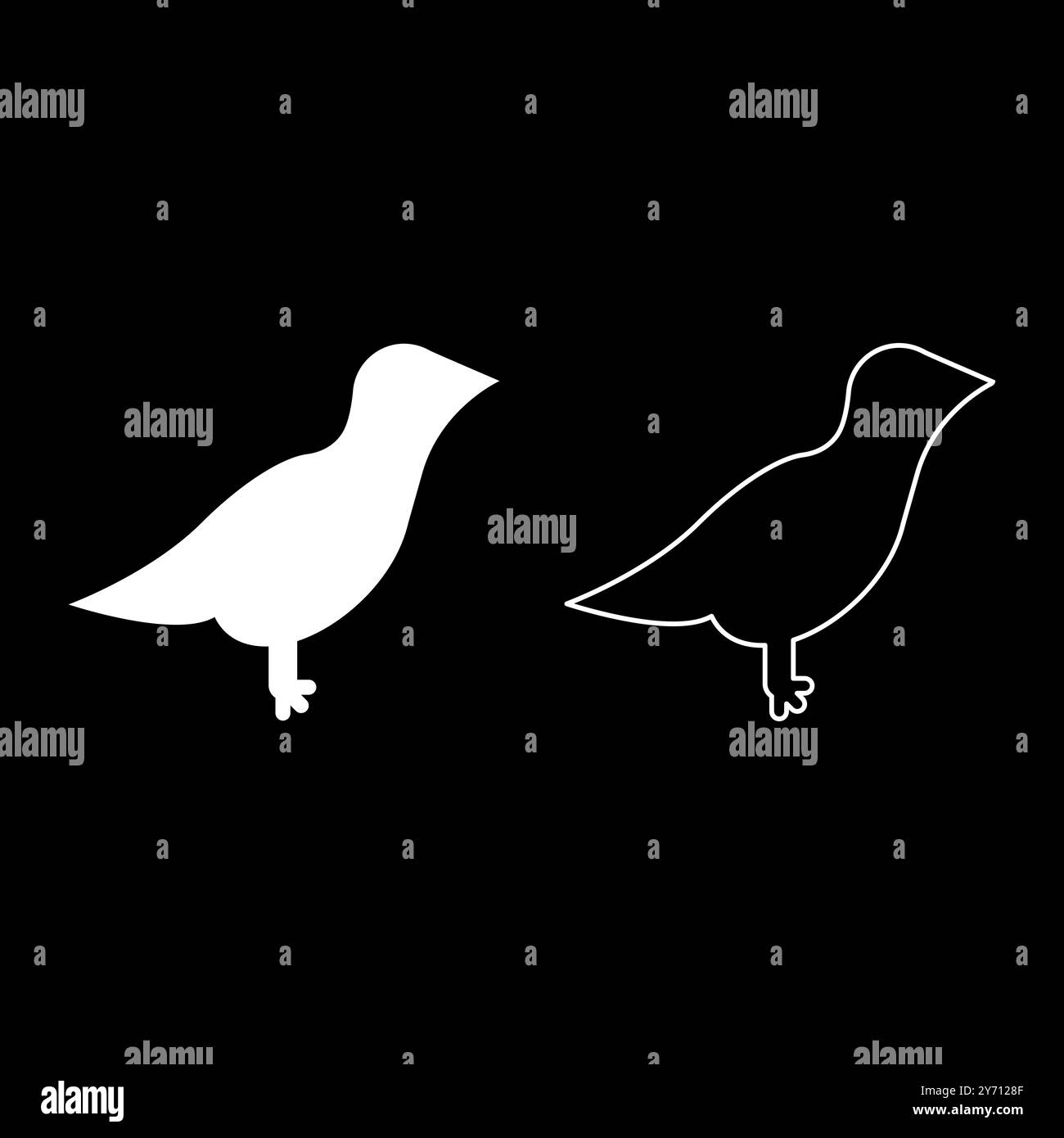 Bird set icon white color vector illustration image simple solid fill ...