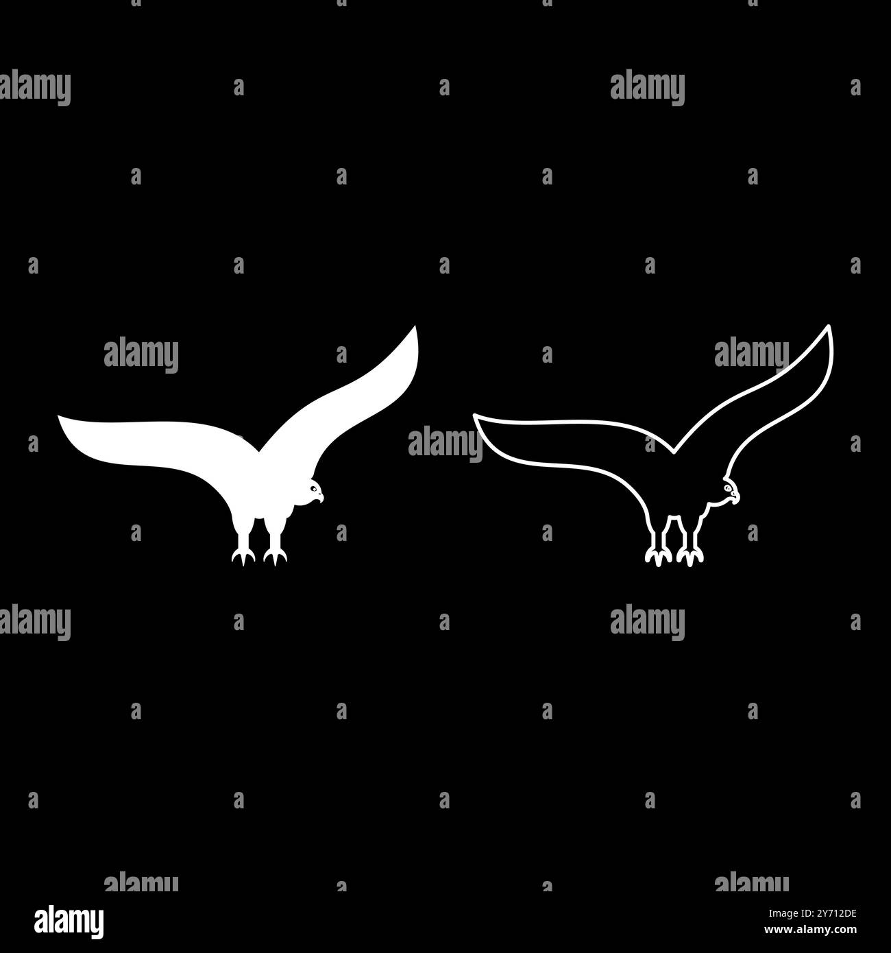 Eagle bald american bird silhouette set icon white color vector ...