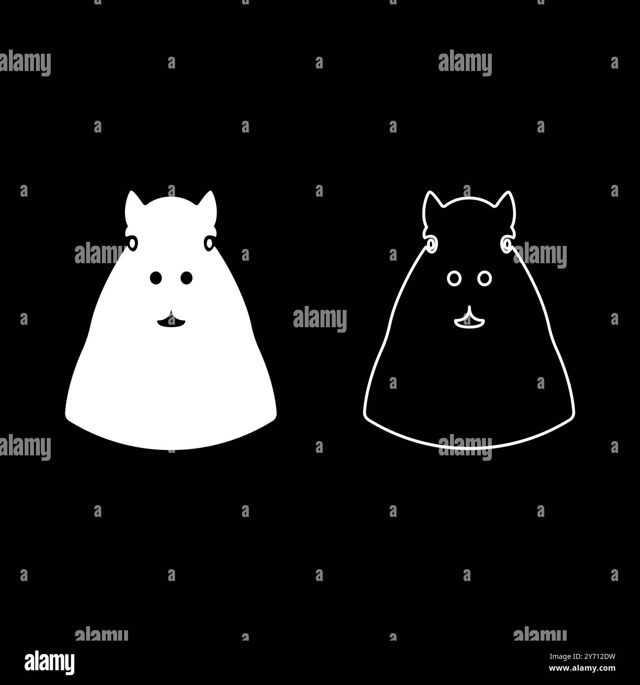 Capybara head set icon white color vector illustration image simple ...
