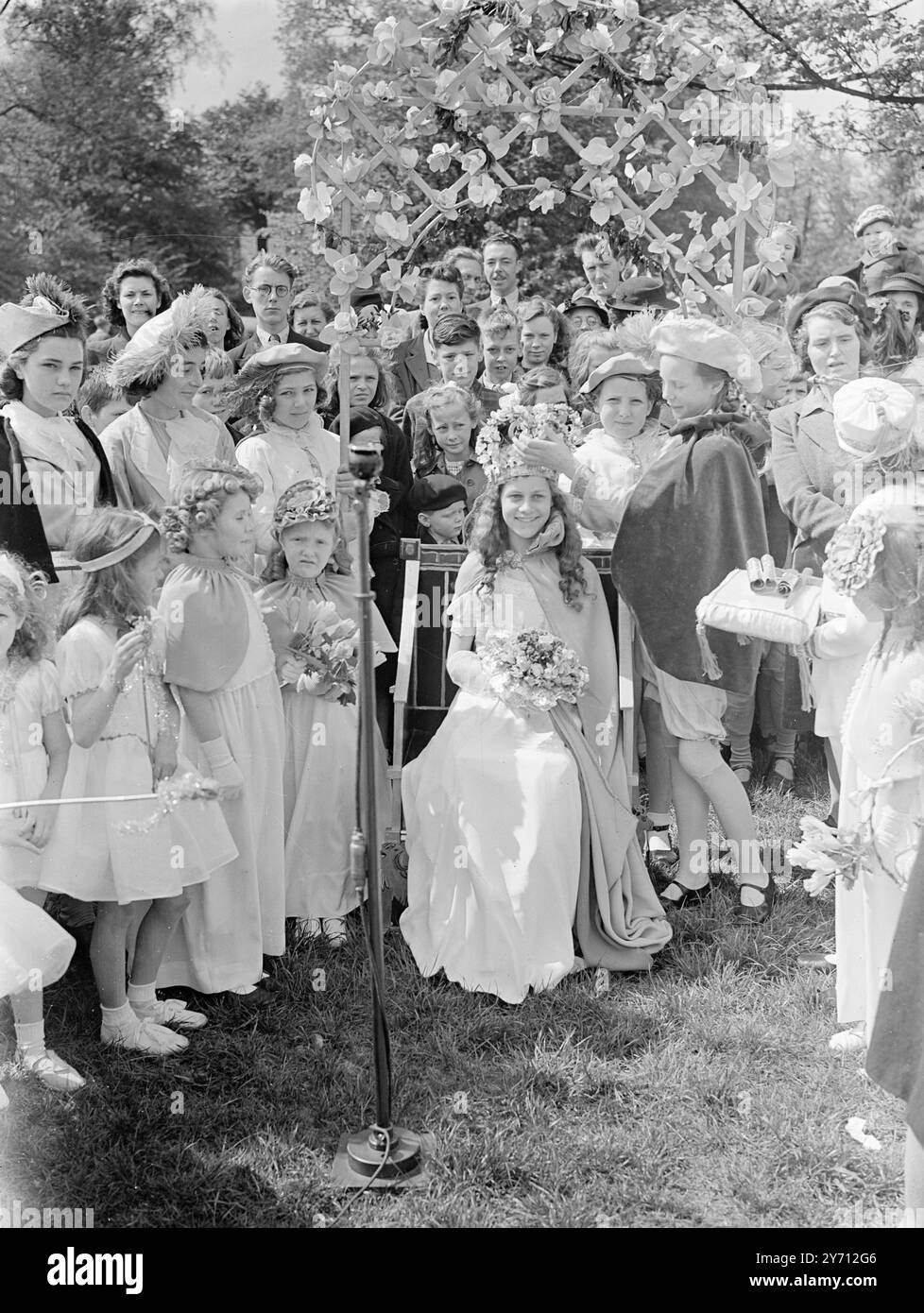 May queen crowning Black and White Stock Photos & Images - Alamy