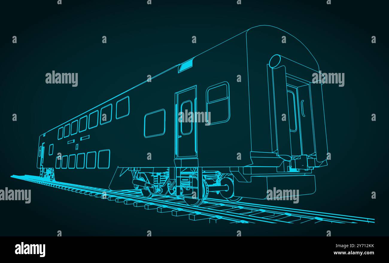 Stylized vector illustration of a double deck train car Stock Vector ...