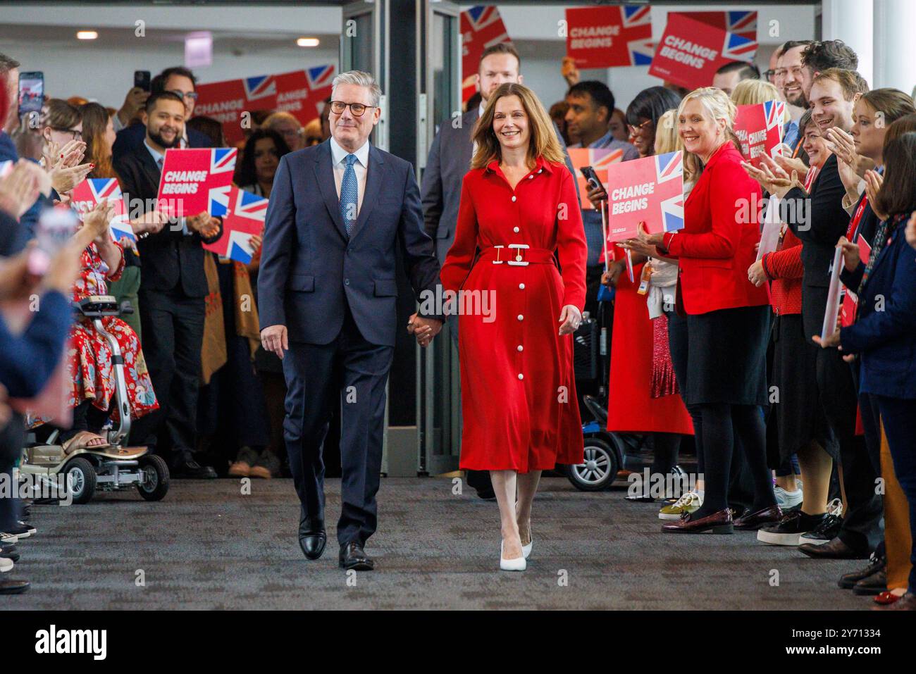 Prime Minister, Sir Keir Starmer, arrives with his wife, Lady Victoria ...