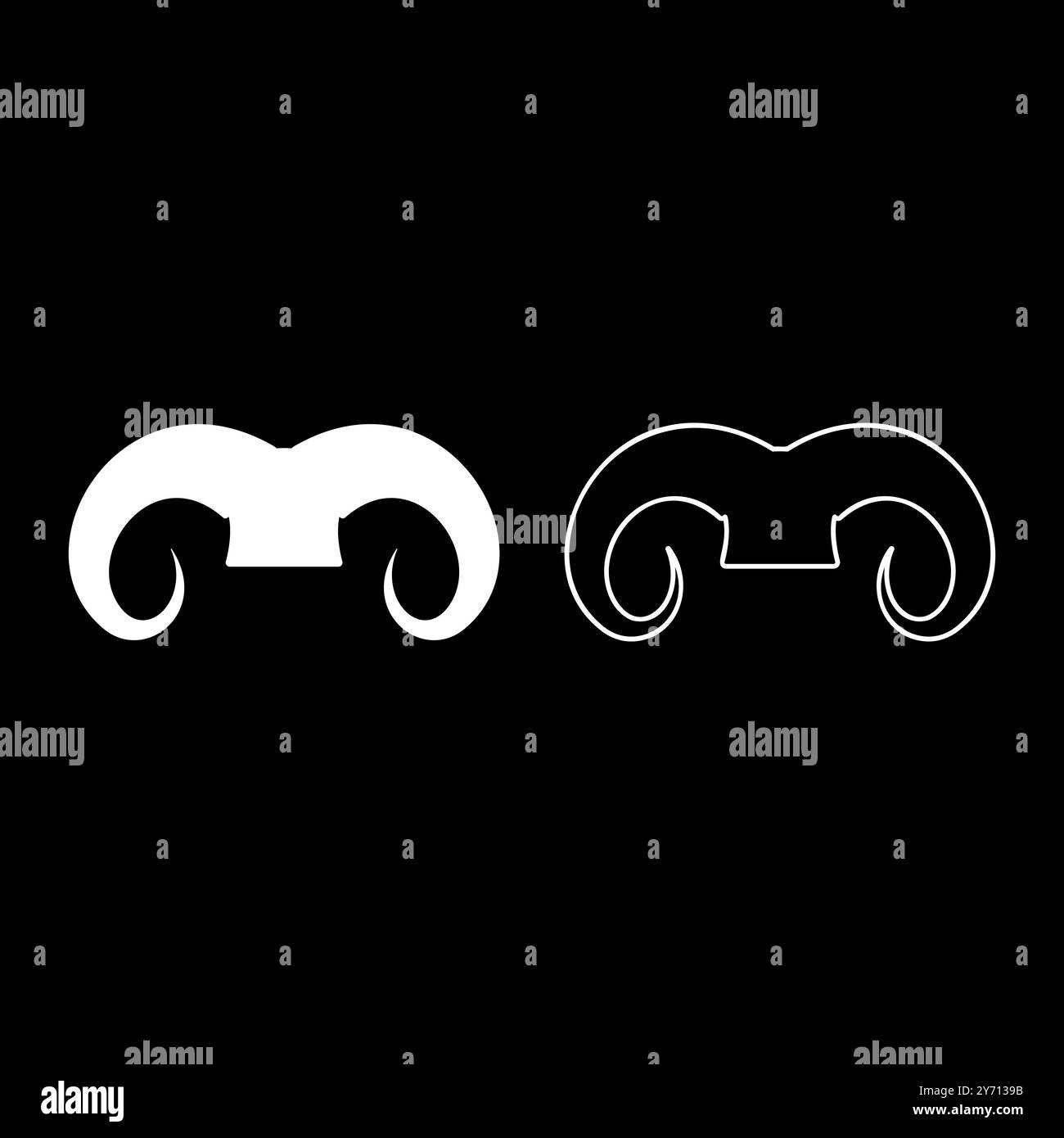 Ram horns farm animal concept set icon white color vector illustration ...