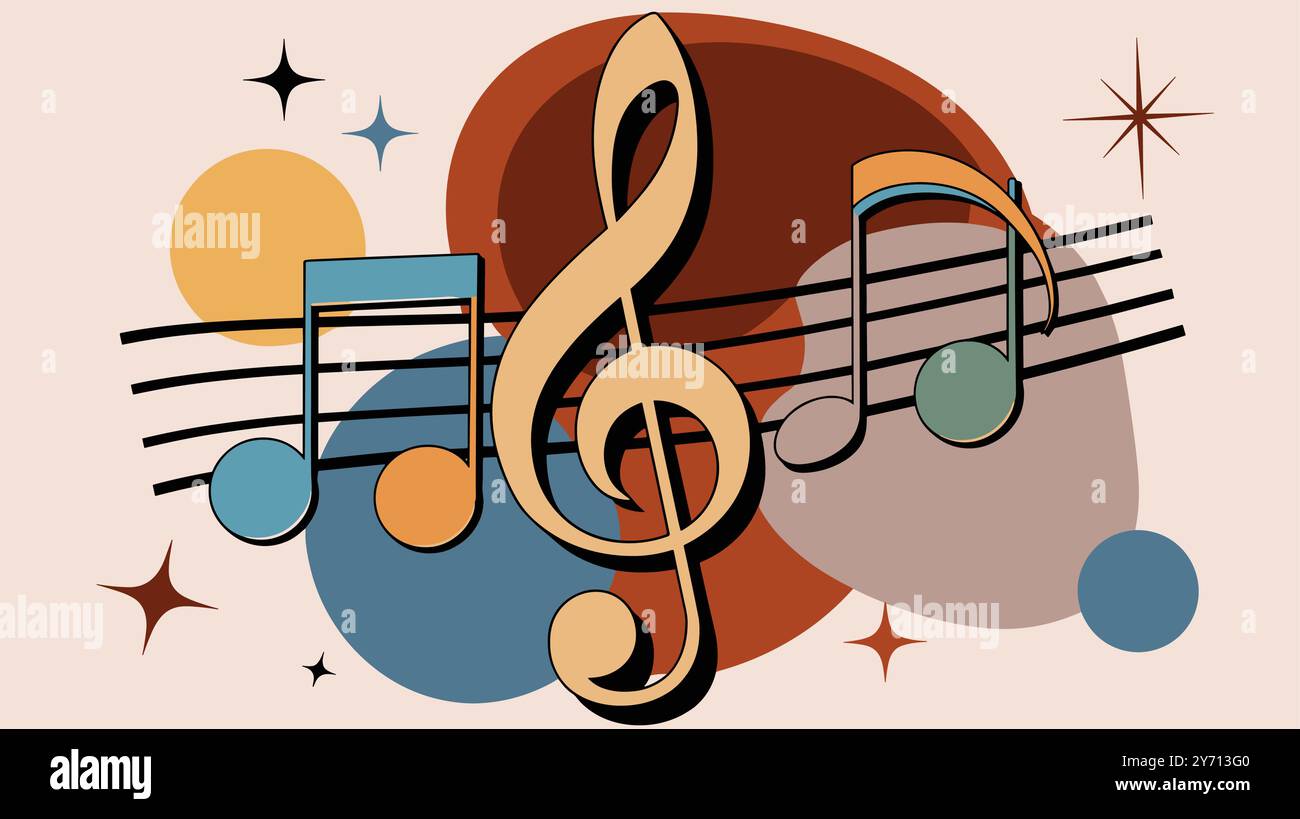 A colorful musical score with a large note Stock Vector Image & Art - Alamy