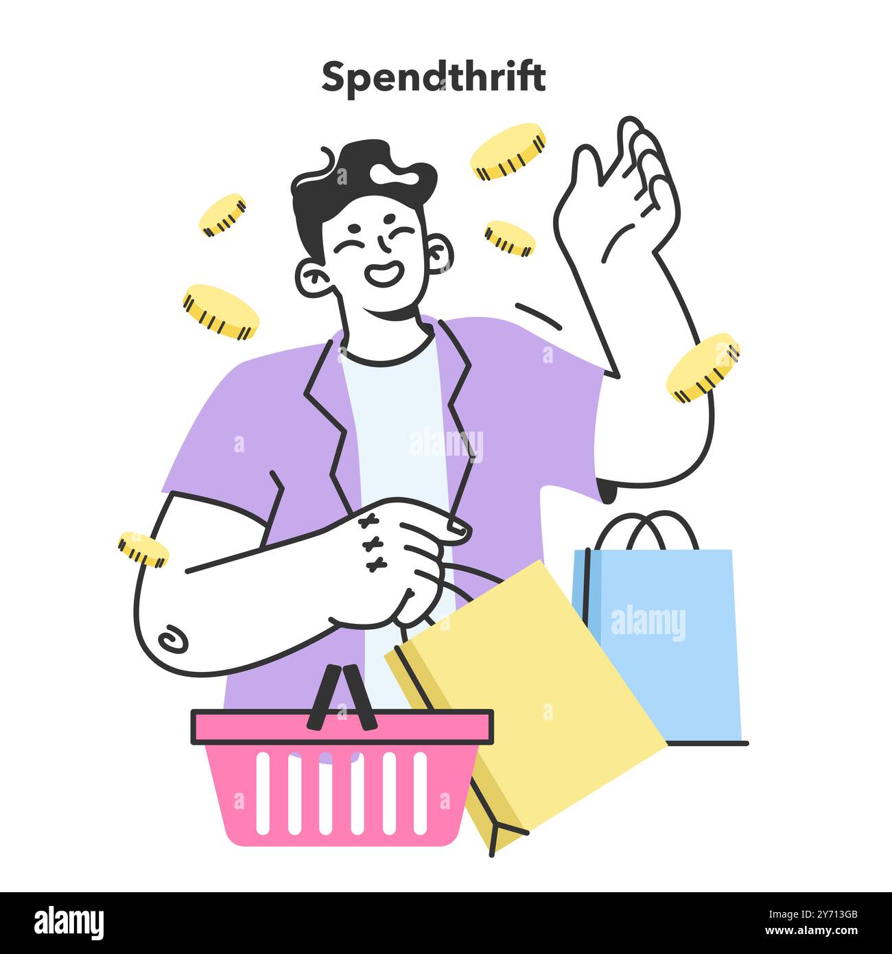 Spendthrift. Careless consumer behavior. Purchasing beyond the means ...