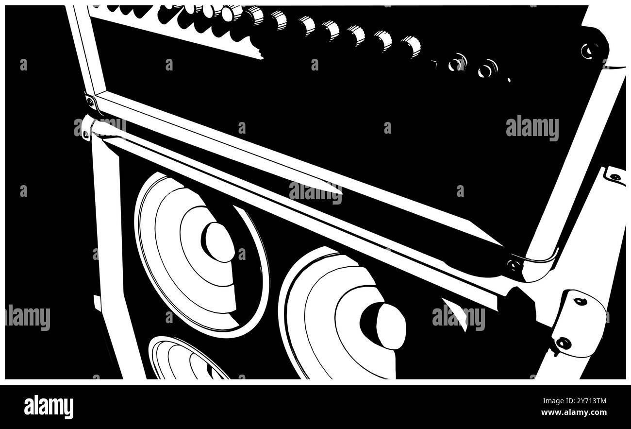 Stylized vector illustration of a guitar combo amplifier close up Stock ...