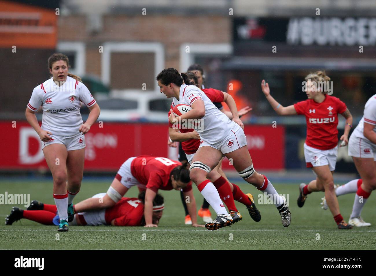 Cindy Nelles of Canada women in action. Wales women v Canada women ...