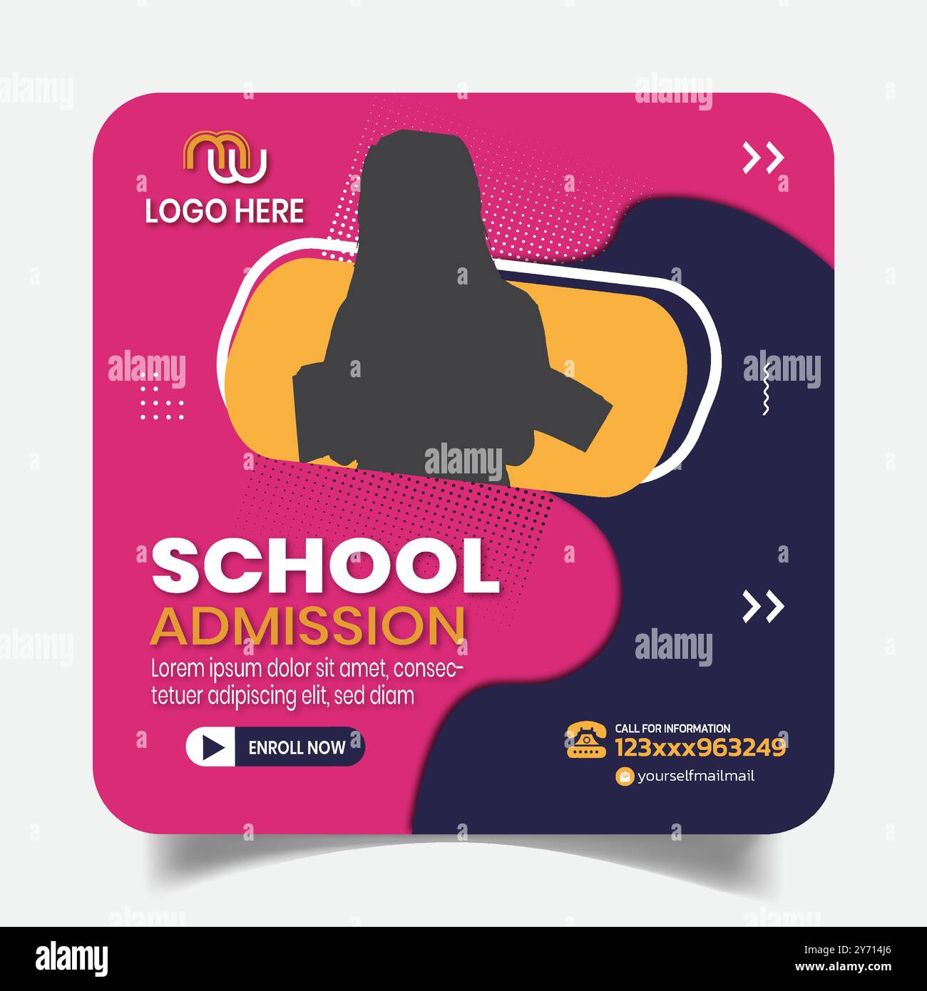 Creative School Admission Social Media Post Design Stock Vector Image ...