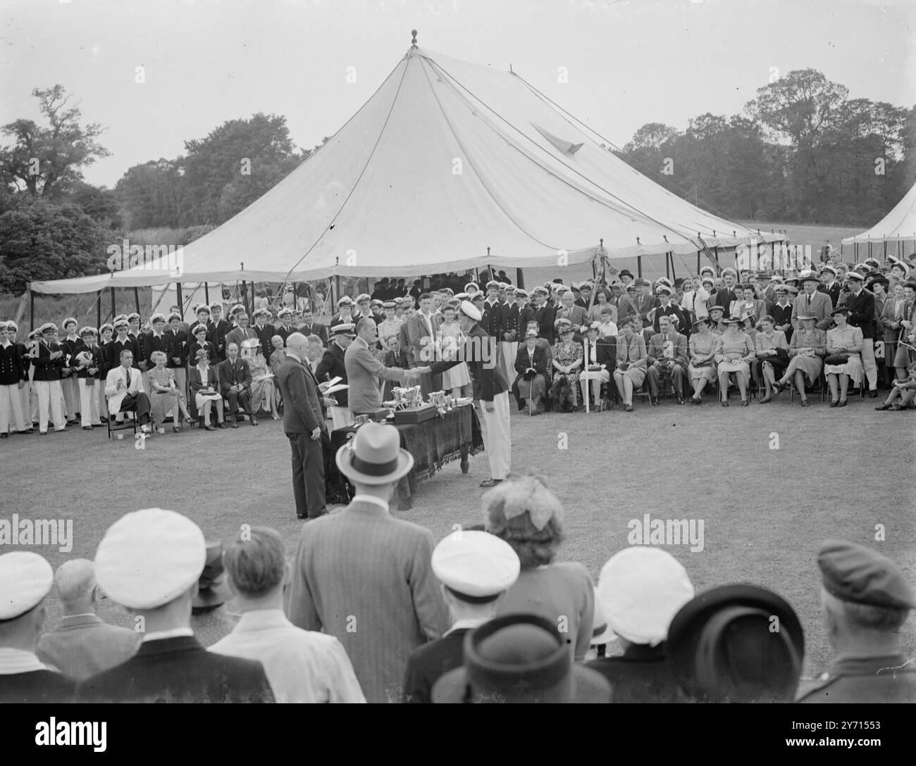 Naval award giving ceremony - H.M.S. Worcester . 1 January 1946 Stock ...
