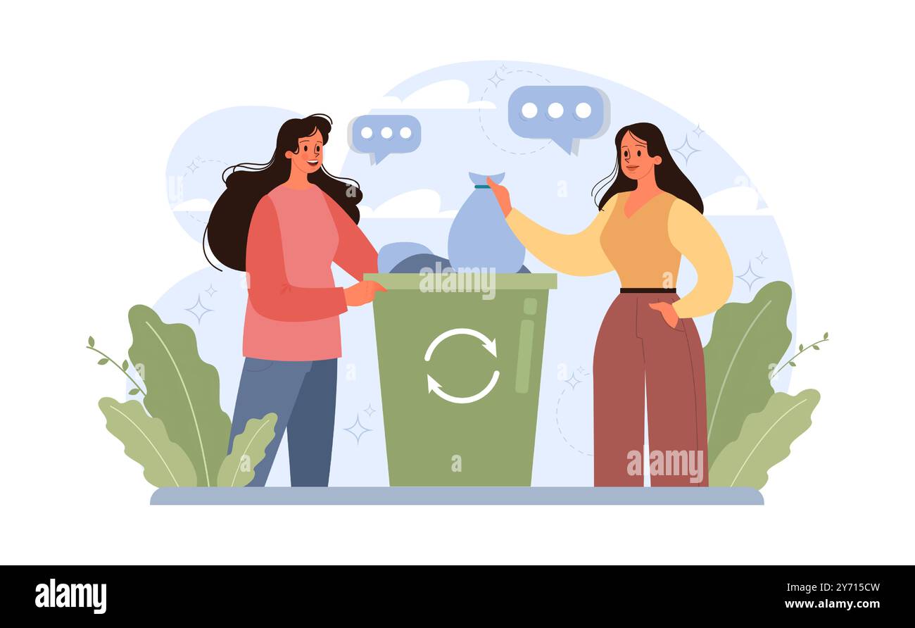 Conscious consumption. Character with eco-friendly life-style ...