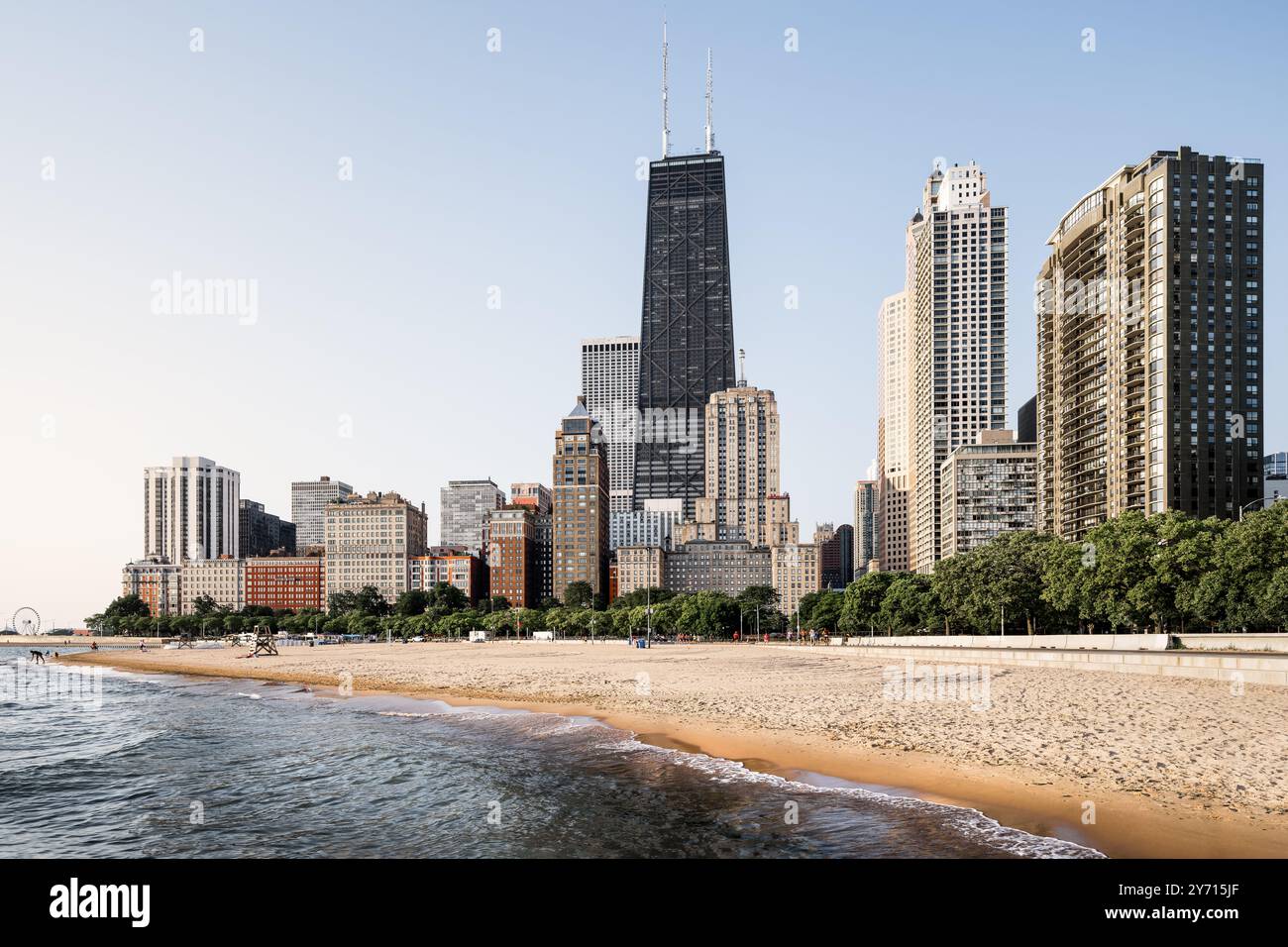 the skyline of chicago seen from the oak street beach Stock Photo - Alamy