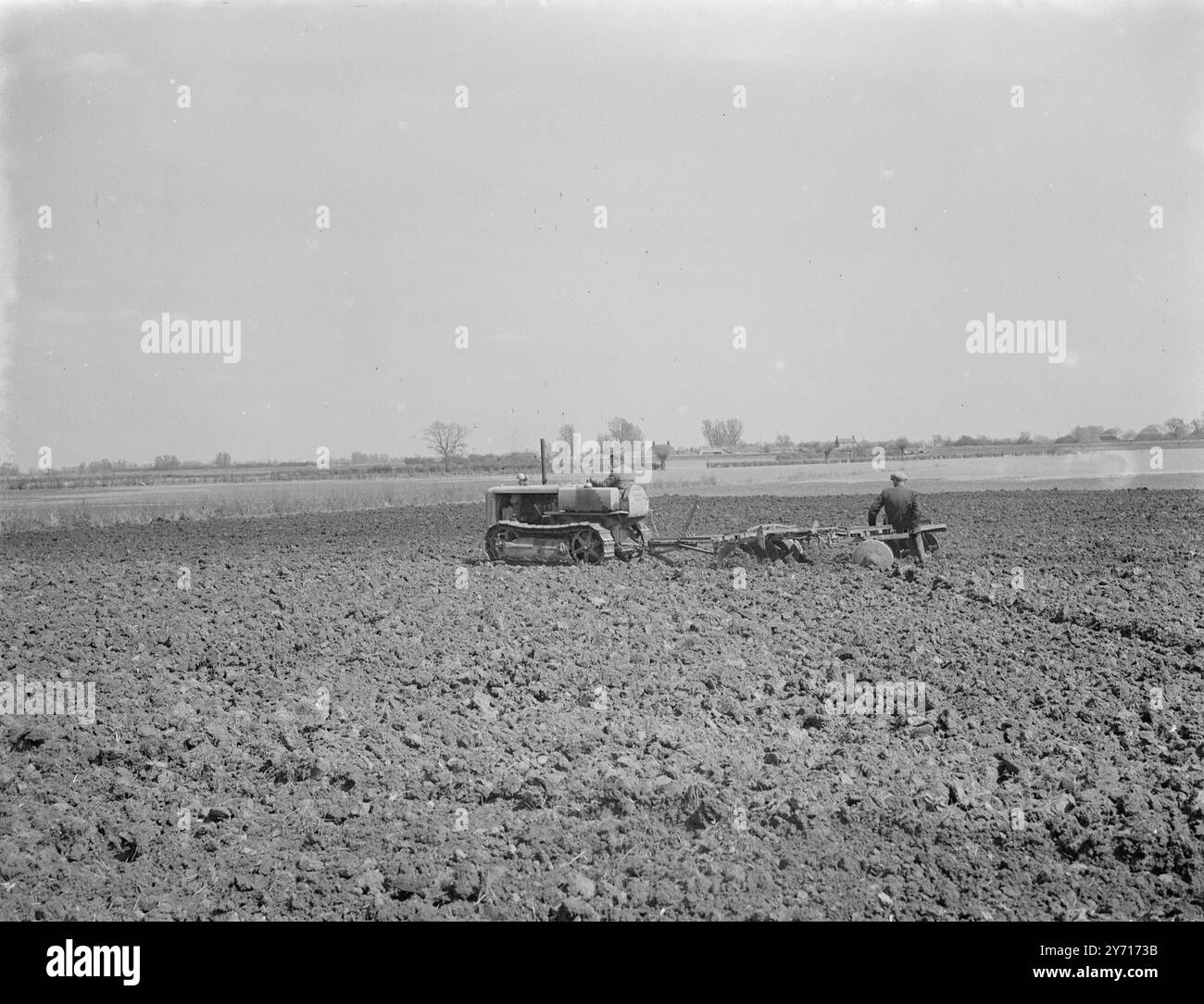 Cultivator , disc harrow - seed drilling . 22 April 1947 Stock Photo ...