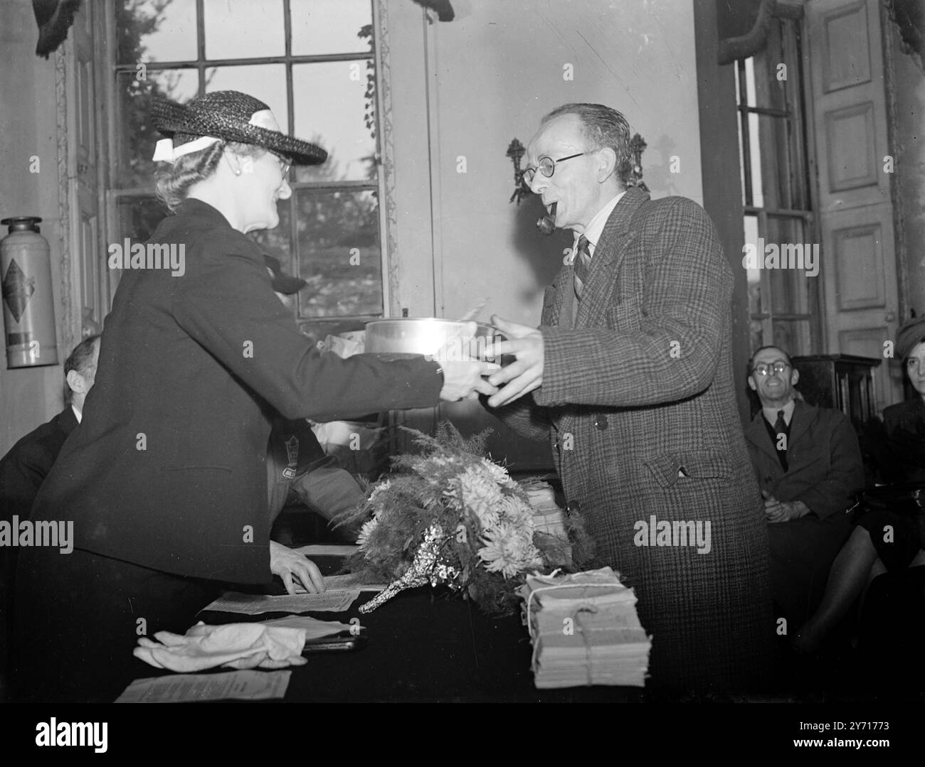 Mayor and Mayoress of Bexley at Swiss Furniture Draw . 1 January 1946 ...