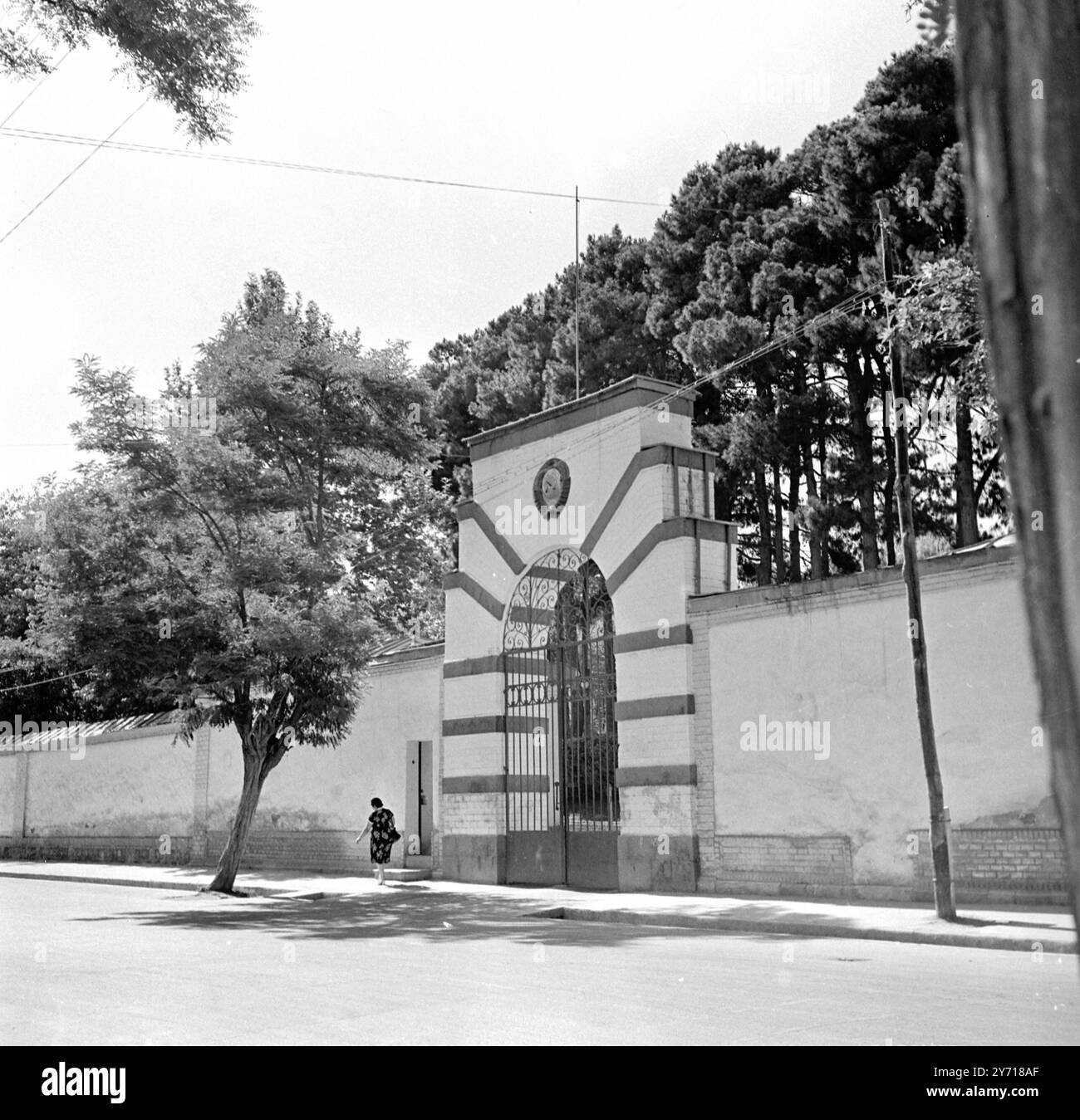 A street scene in Teheran , Persia Russian embassy gates March 1952 ...