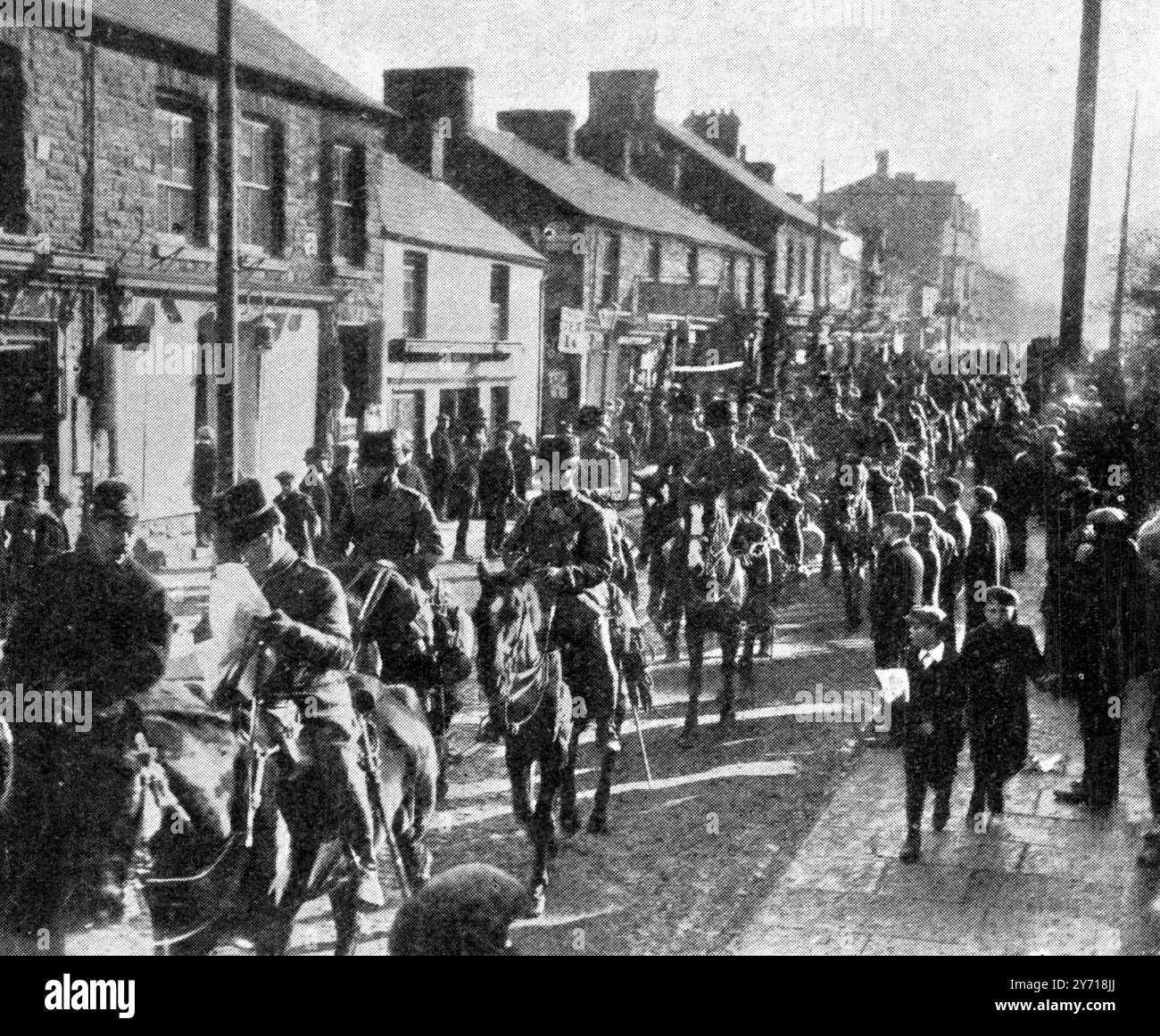 A display of military force in the disturbed district : Cavalry riding ...