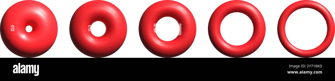 set of red inflated 3d circles. Vector illustration Stock Vector Image ...