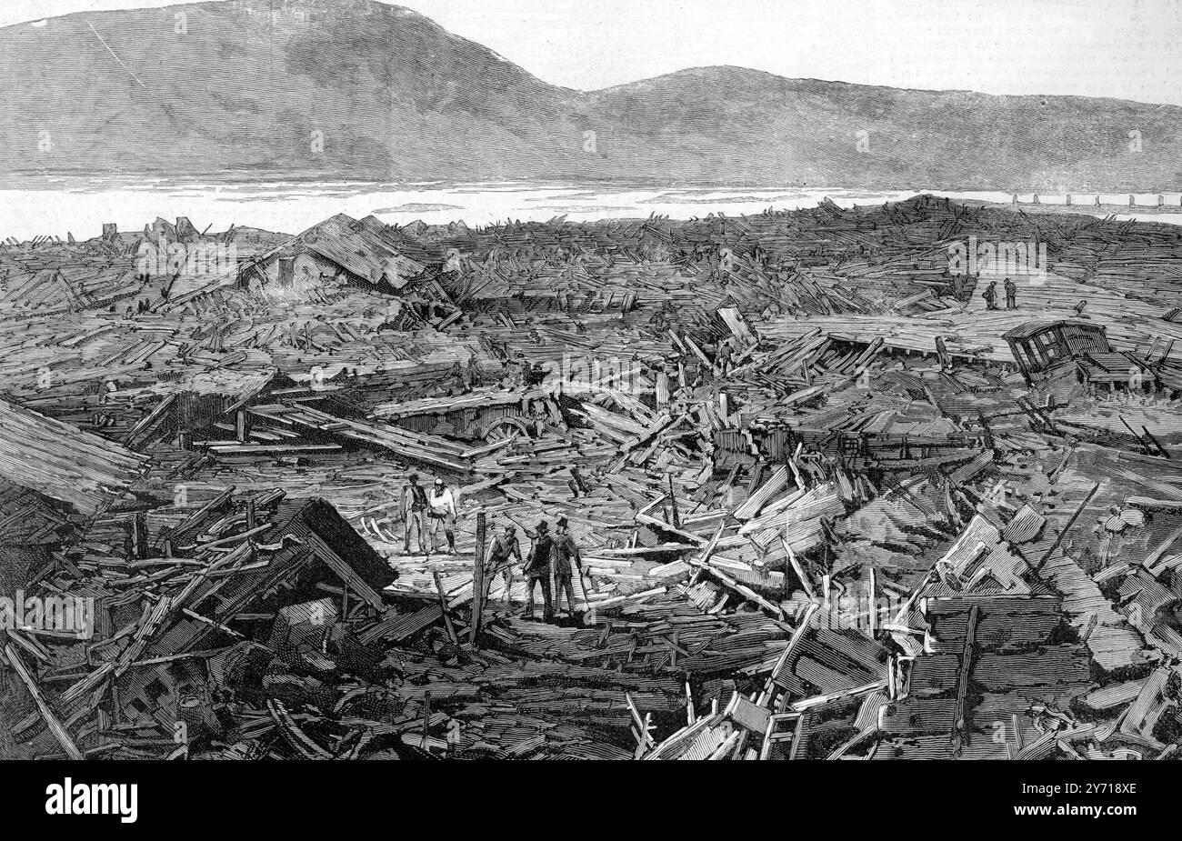 General view of the wreckage of the Johnstown flats The Johnstown Flood ...