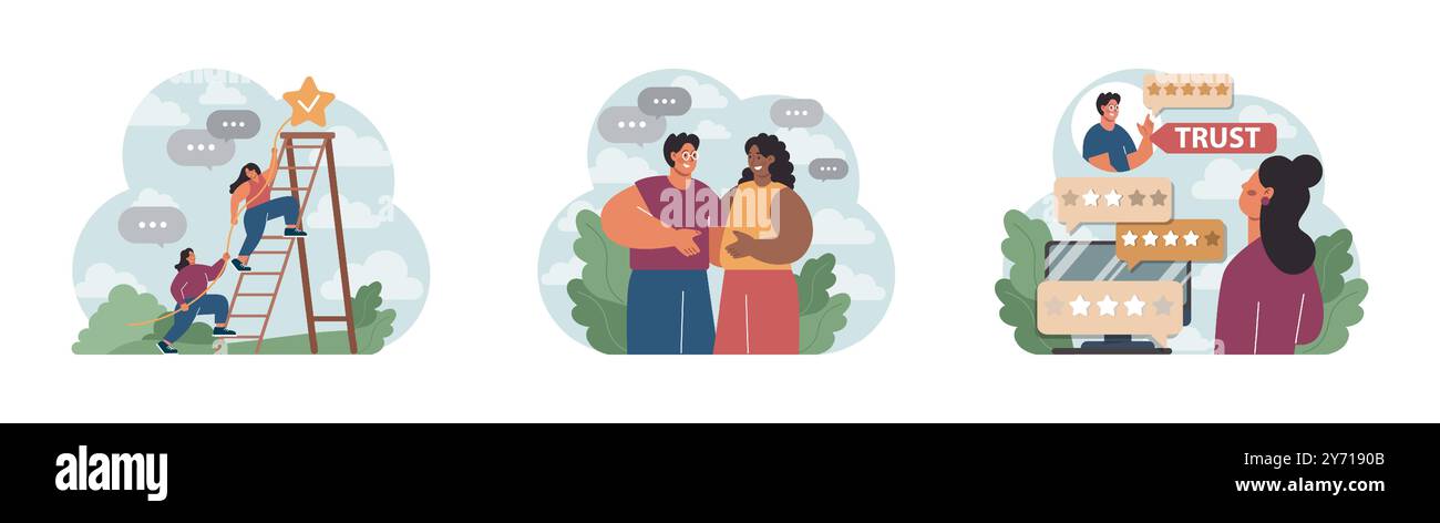 Company credibility set. Brand reputation based on customer loyalty and ...