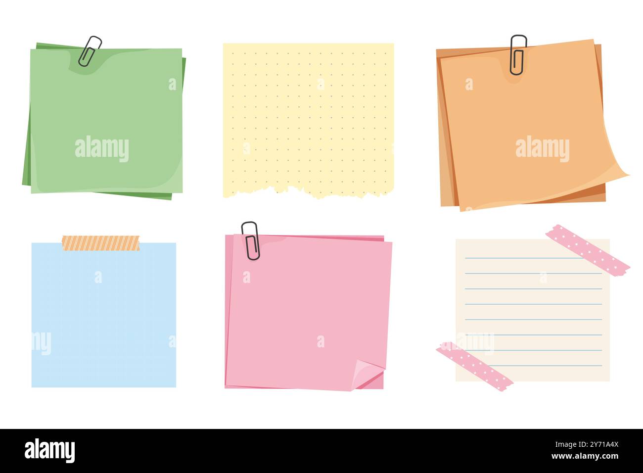 Memo notes, paper for note with clip, postit. Planner notebook page ...