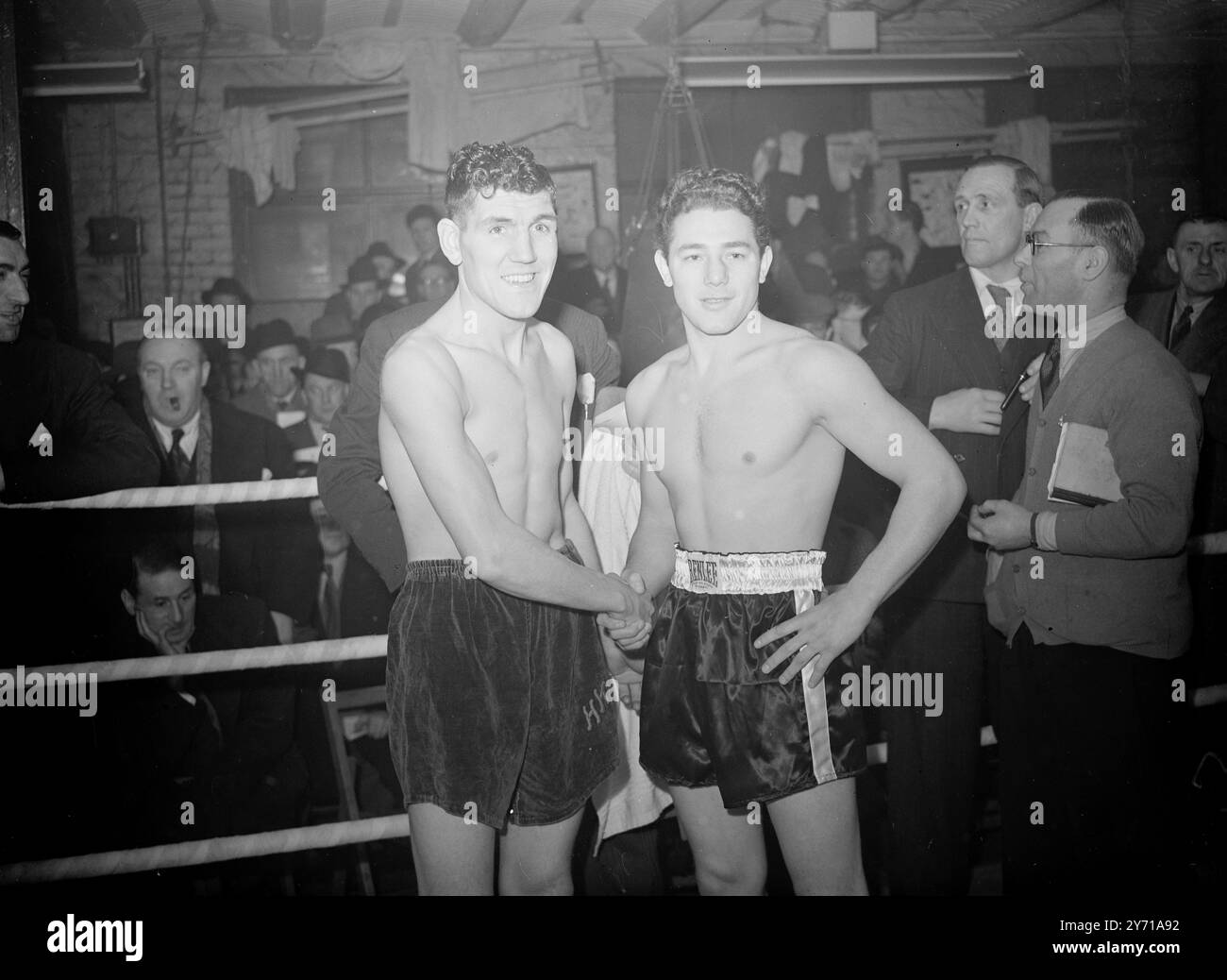 HENRY HALL AND TONY JANIRO WEIGH - IN . British Welter Weight champion ...
