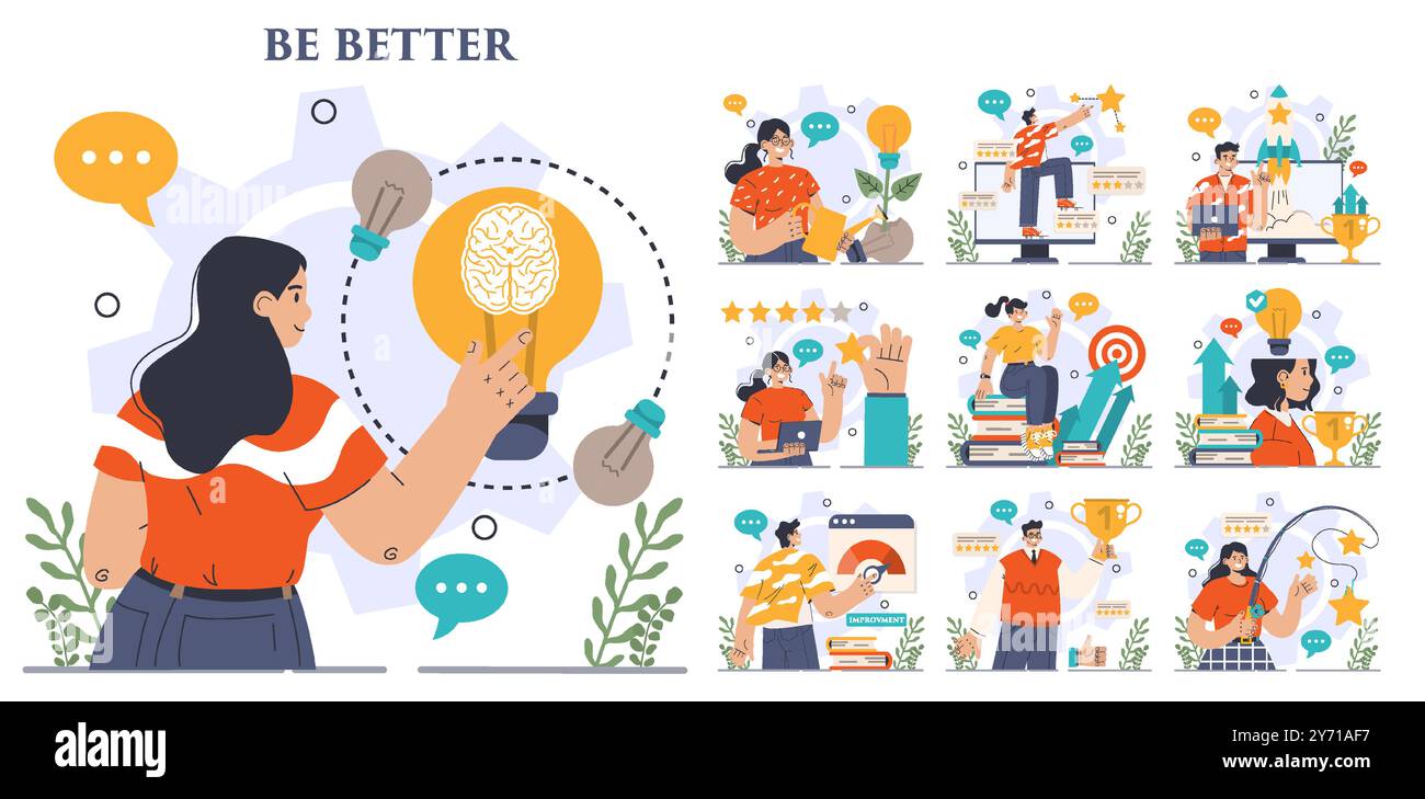 Be better concept set. Improvement and development idea. Growth of ...