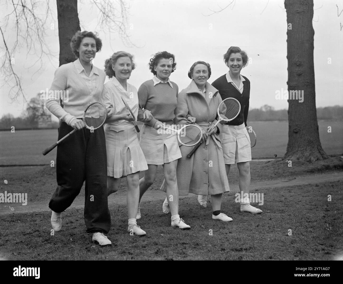 ARRIVING FOR A.T.S. SQUASH RACKETS CHAMPIONSHIPSS Left to Right in line ...