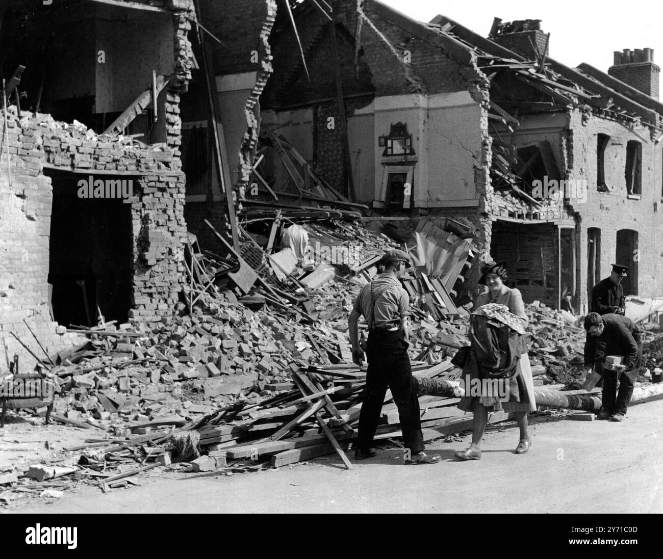 Bomb damage aftter an air raid , 1940 WWII Stock Photo - Alamy