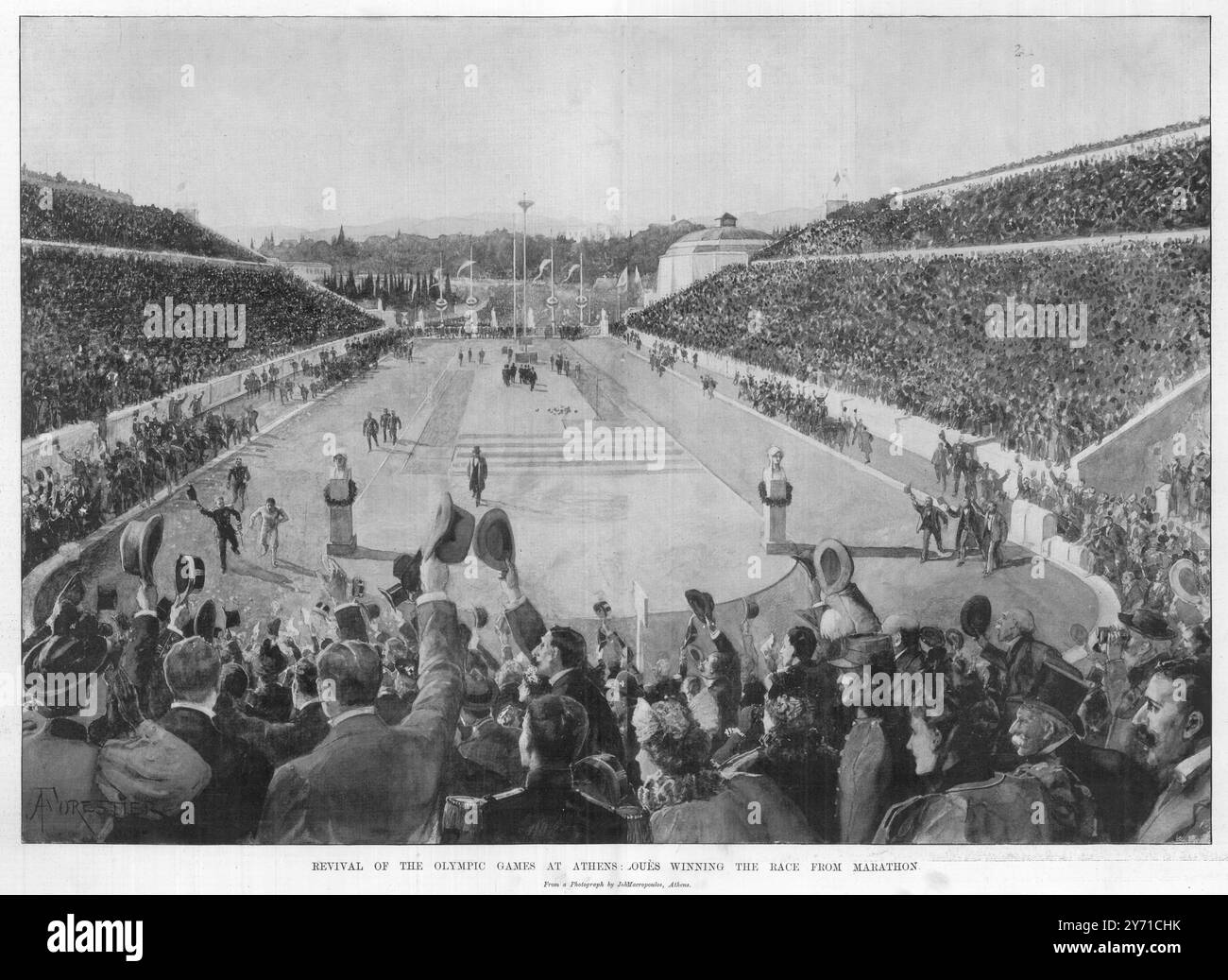 1896 Olympic Games at the Panathenaic Stadium in Athens , Greece ...