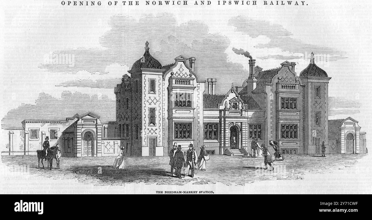 The Needham-Market Station , a station on the Norwich and Ipswich ...