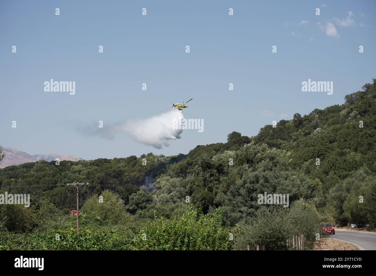 air tractor AT-802A firefighting aqmphibious aircraft in action. summer ...