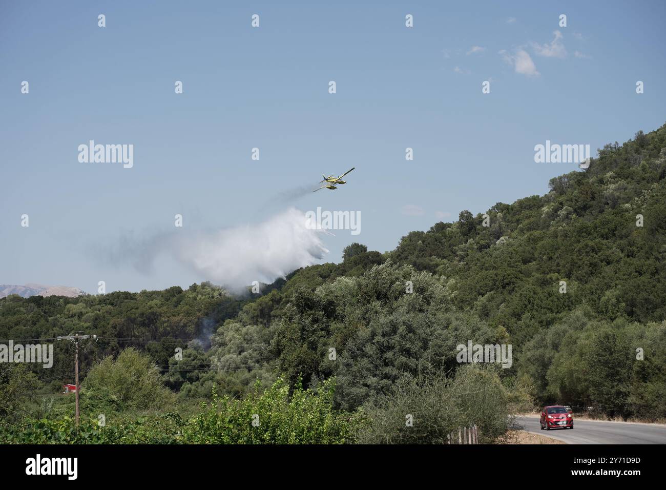 air tractor AT-802A firefighting aqmphibious aircraft in action. summer ...