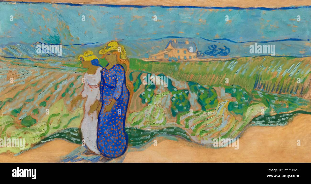 Two Women Crossing the Fields, Vincent van Gogh, 1890 Stock Photo - Alamy