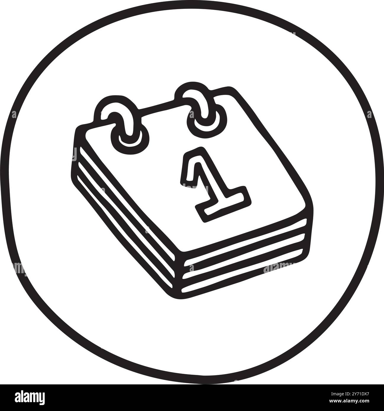 Doodle calendar 1st of month icon hand drawn with thin line Stock ...