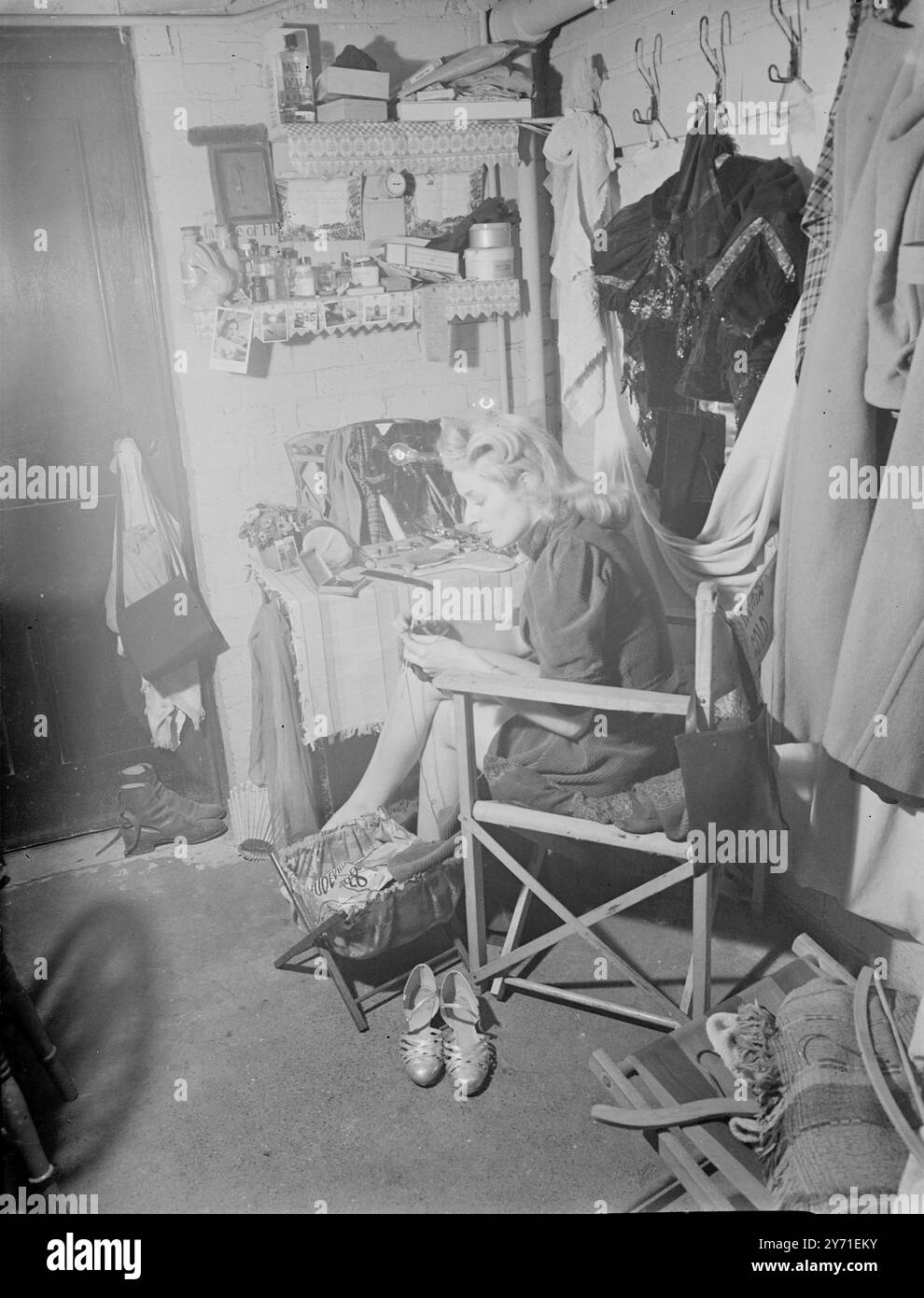 Actress preparing in a backstage dressing roomc. 1940 Stock Photo - Alamy