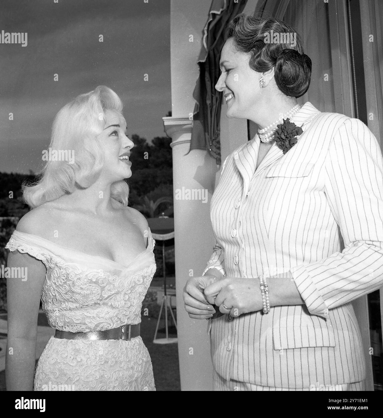 Glamourous Diana Dors pictured chatting with the Begum Aga Khan at the ...