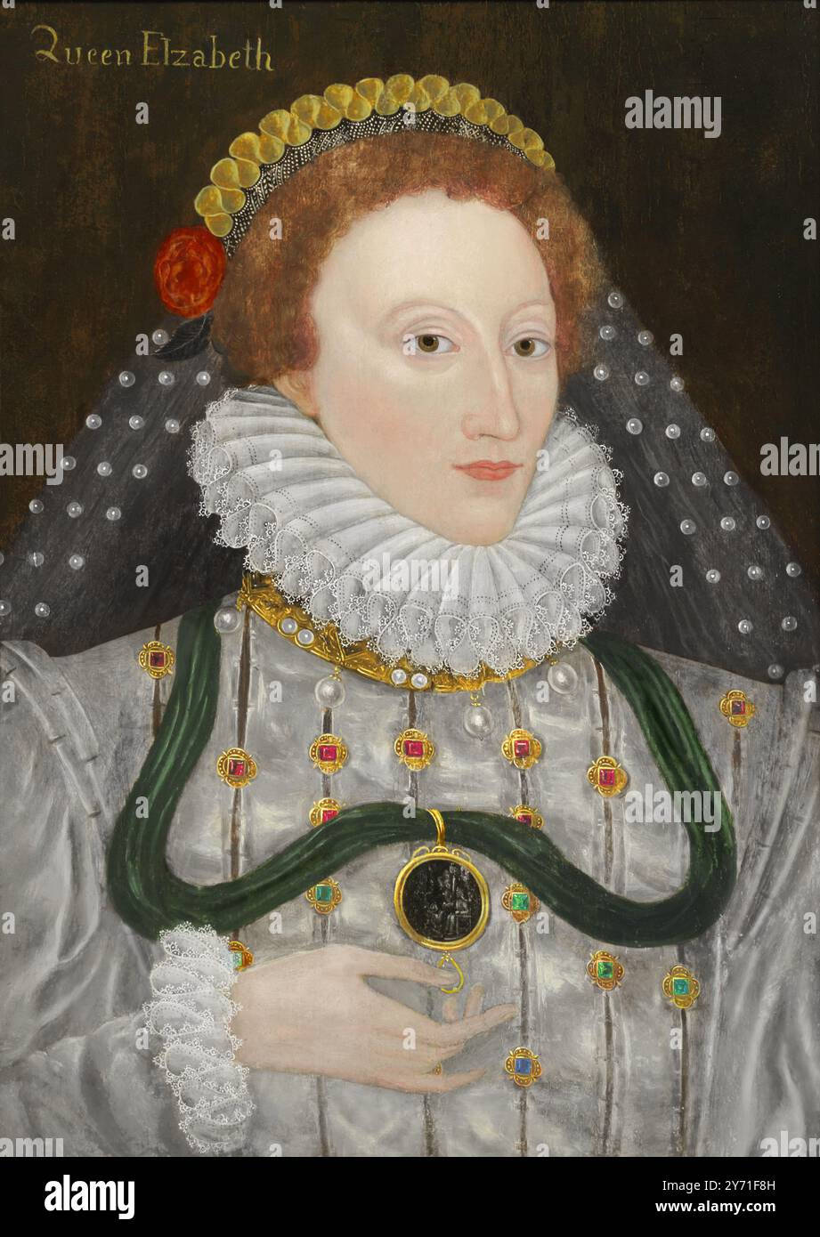Elizabeth I.. Restored Darnley Pattern Portrait. 16th Cent. Oil on ...